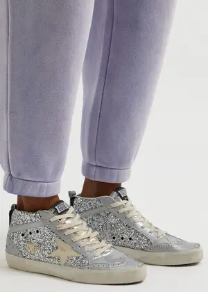 GOLDEN GOOSE Mid Star Panelled Glittered Sneakers