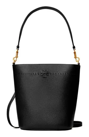 Tory Burch Mcgraw Leather Bucket Bag - Black