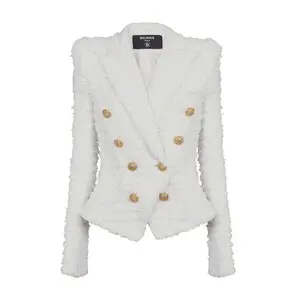 Balmain Fitted Tweed Jacket - Blanc