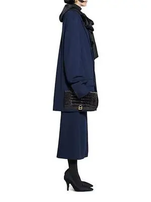 Balenciaga Hourglass Flat Pouch With Flap Crocodile Embossed