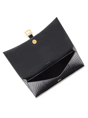 Balenciaga Hourglass Flat Pouch With Flap Crocodile Embossed
