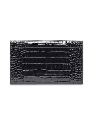 Balenciaga Hourglass Flat Pouch With Flap Crocodile Embossed