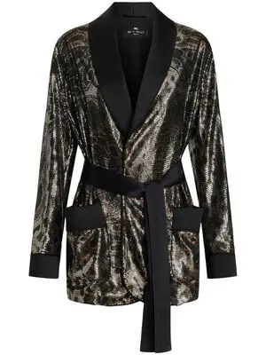 Etro Metallic Tie-waist Blazer