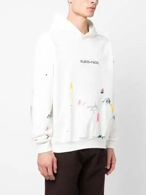 PLACES+FACES Paint-spatter Ogo Hoodie