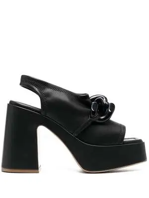 Stella McCartney 125mm Chain-link Block Heel Sandals - Black