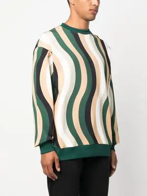 Camper Wave-pattern Cotton Sweatshirt - White