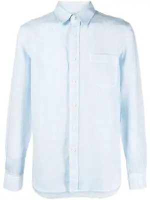 120% Lino Button-up Linen Shirt - Blue