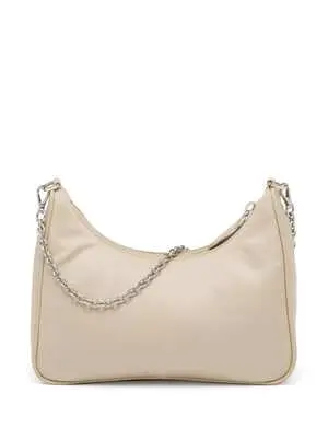 Prada Re-edition 2005 Shoulder Bag With Enamel Triangle Logo - Neutrals