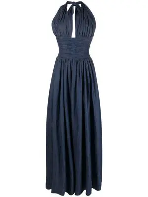 Rochas Halterneck Denim Maxi Dress