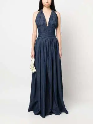 Rochas Halterneck Denim Maxi Dress