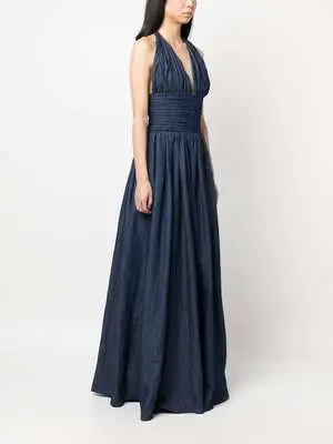 Rochas Halterneck Denim Maxi Dress