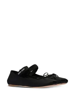 Miu Miu Logo-strap Ballerina Pumps - Black