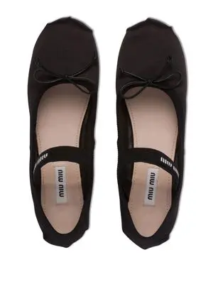Miu Miu Logo-strap Ballerina Pumps - Black
