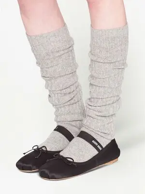 Miu Miu Logo-strap Ballerina Pumps - Black