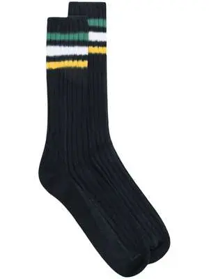 Sacai Striped-trim Ribbed Socks - Blue