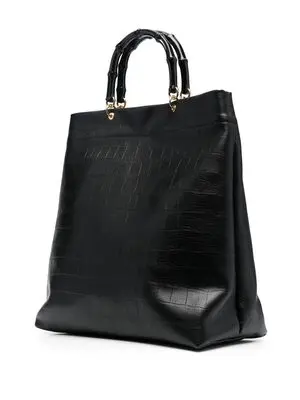 JIL SANDER Embossed Tote Bag With Bamboo Handle