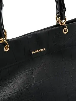 JIL SANDER Embossed Tote Bag With Bamboo Handle