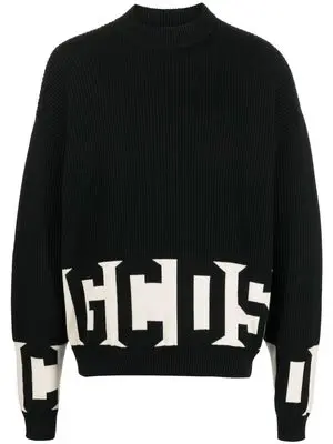 Gcds Ribbed Knit Logo Jumper - Black