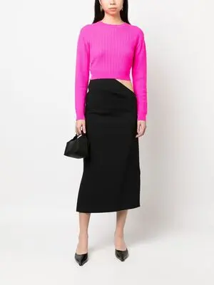 PATOU Cable-knit Rear-tie Cropped Jumper