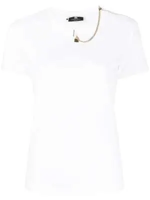 Elisabetta Franchi Chain-detail Cotton T-shirt - White