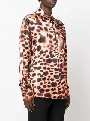 Roberto Cavalli Silk Leopard-print Blouse