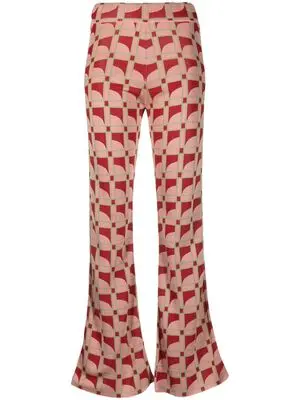 PAULA Moonstone Flared Jacquard Trousers - Pink