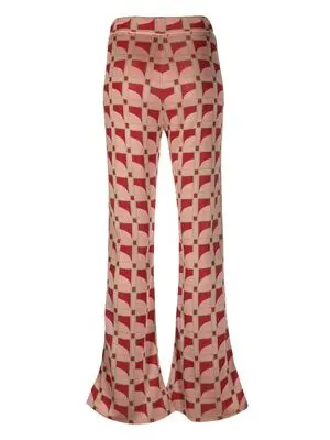 PAULA Moonstone Flared Jacquard Trousers - Pink