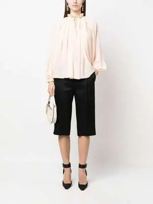 LANVIN Pleated-neckline Silk Blouse - Orange