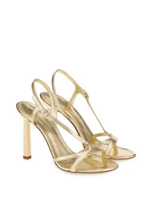 FERRAGAMO Gancini 105mm Metallic Leather Sandals