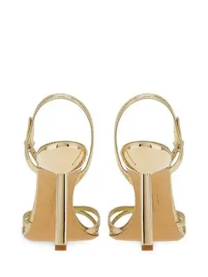 FERRAGAMO Gancini 105mm Metallic Leather Sandals