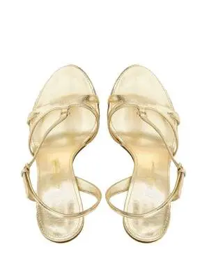 FERRAGAMO Gancini 105mm Metallic Leather Sandals