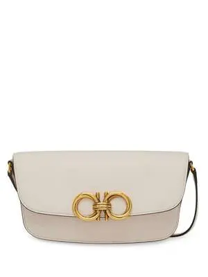 FERRAGAMO Trapezio Leather Shoulder Bag - Neutrals
