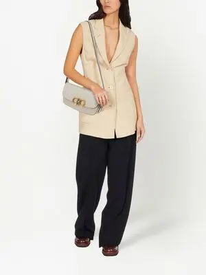 FERRAGAMO Trapezio Leather Shoulder Bag - Neutrals