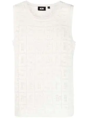 Gcds Monogram Macramé Tank Top - Neutrals