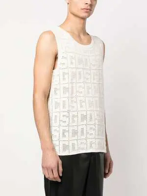 Gcds Monogram Macramé Tank Top - Neutrals