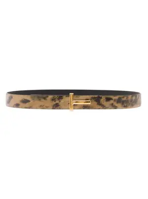 TOM FORD Distressed Leopard Small Grain T Belt Reversible Ps 30