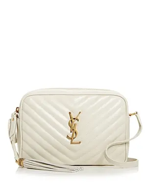 Saint Laurent Lou In Quilted Leather Bag White/gold