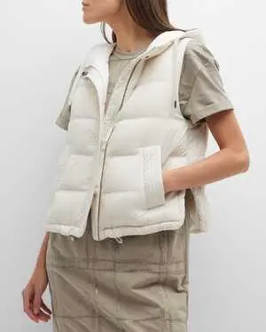 Brunello Cucinelli - Mate Monili-trim Hooded Puffer Vest