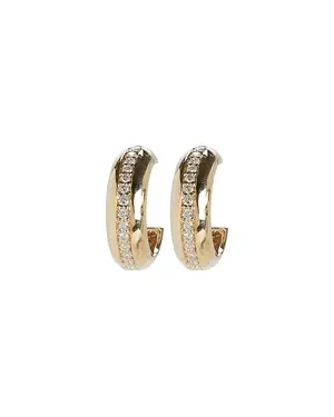 Zoe Chicco Chubby Pavé Diamond Huggie Hoop Earrings - Gold
