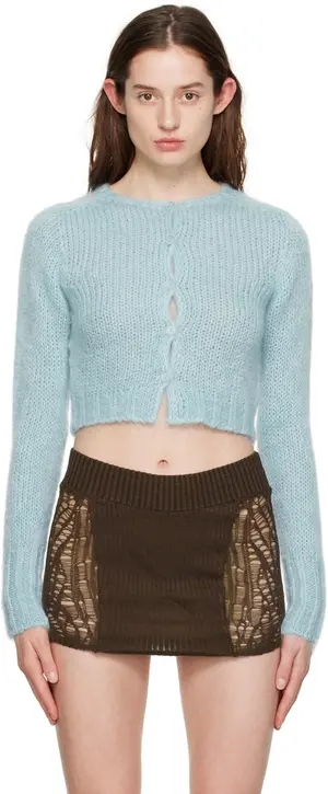 GUIZIO GUIZIO Blue Fuzzy Cardigan - Blue