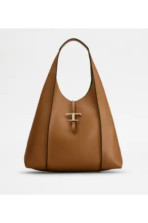 TOD'S T Timeless Hobo Bag In Leather Large - Brown