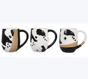 YOUNG'S INC. Young's Inc Set Of 3 Ceramic Country Black And White Mugs - One-color