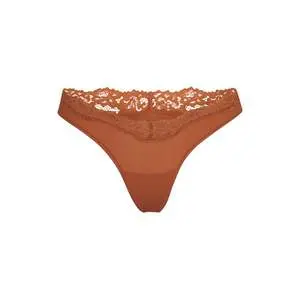 SKIMS Dipped Thong | Black | Large | Fits Everybody Lace Bronze
