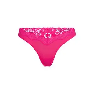 SKIMS Dipped Thong | Black | Large | Fits Everybody Lace Neon Rose