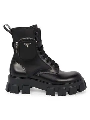 Prada Men's Monolith Pocket Combat Boots - Nero  - Nero