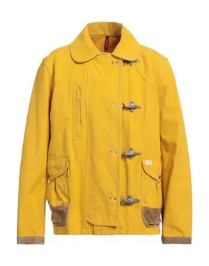 FAY ARCHIVE FAY ARCHIVE Marigold Cotton Jacket With Leather Accents Ocher