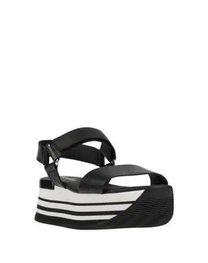 Hogan Leather Flatform Sandals