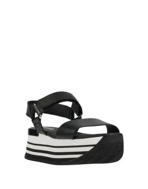 Hogan Leather Flatform Sandals