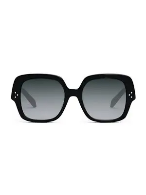 Celine Bold 3 Dots 55MM Square Sunglasses Shiny Black
