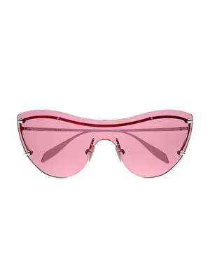 Alexander McQueen 99mm Spike Studs Mask Metal Sunglasses Pink
